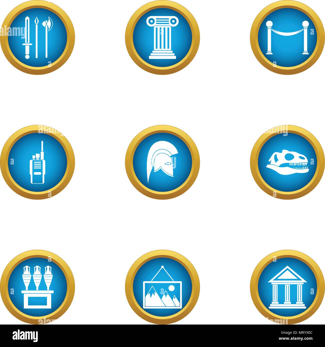Museum of antiquities icons set, flat style Stock Vector Image & Art ...