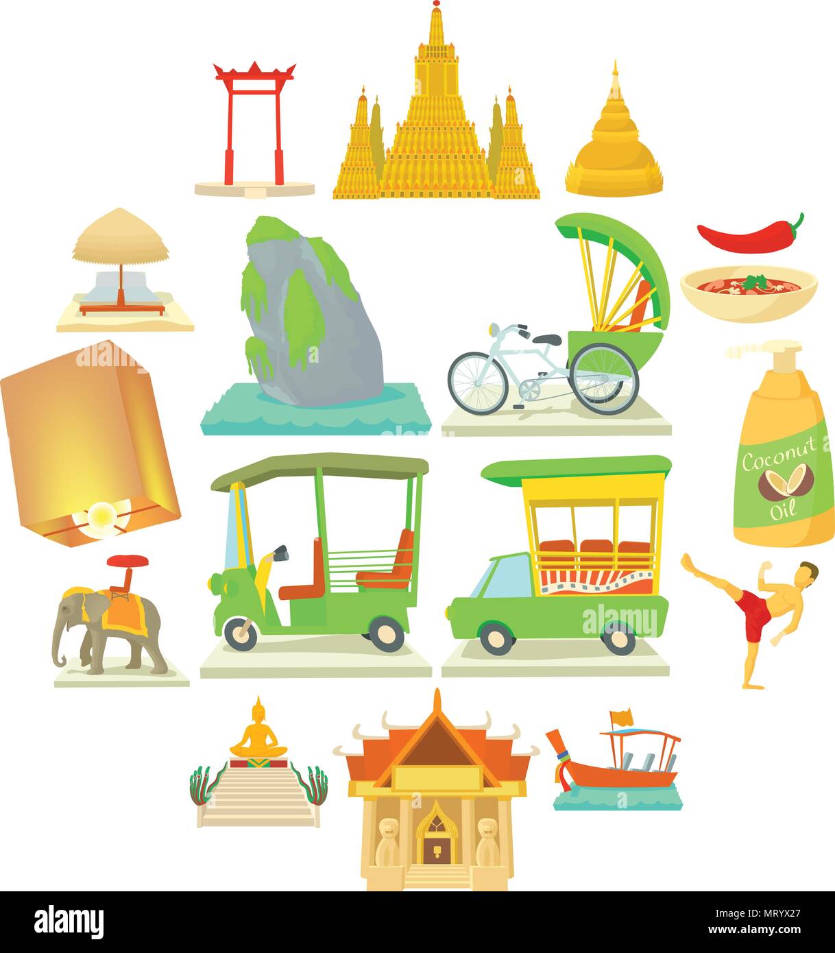 Thailand travel icons set, cartoon style Stock Vector Image & Art - Alamy