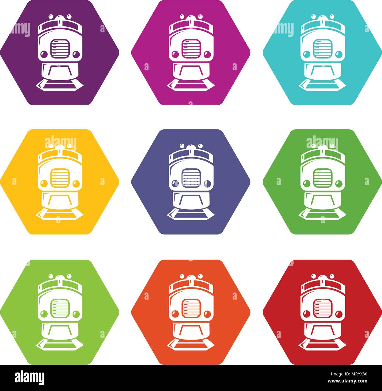 Train icons set 9 vector Stock Vector Image & Art - Alamy