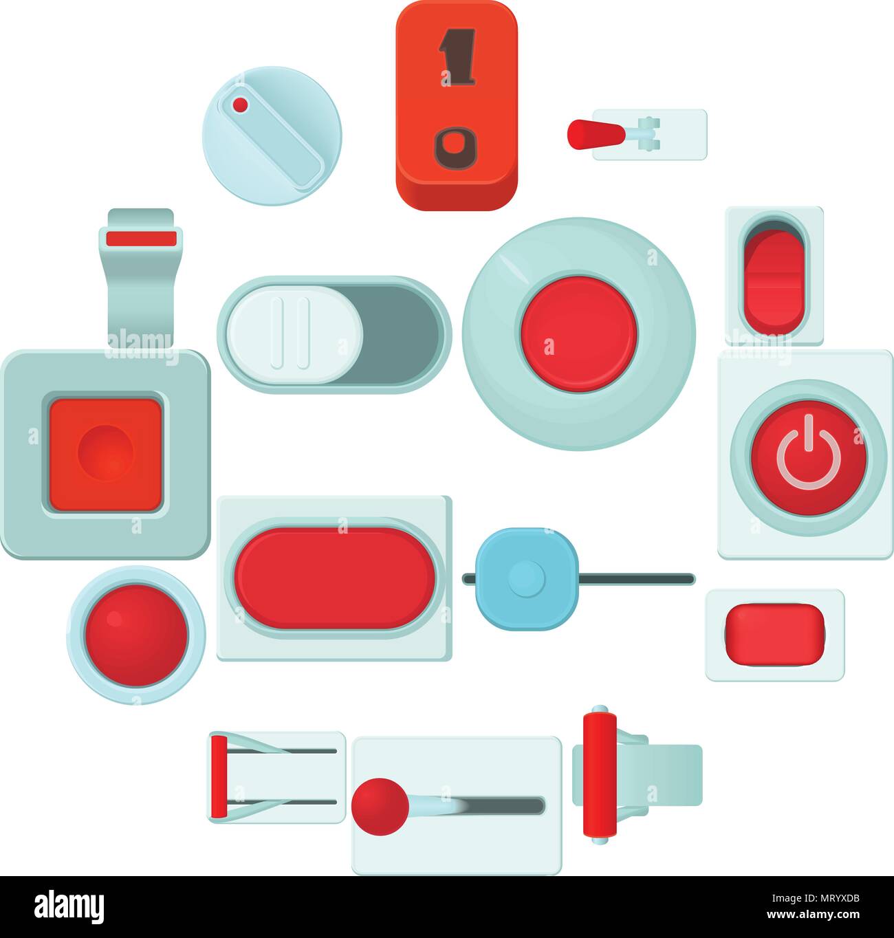 On off switch web buttons icons set, cartoon style Stock Vector Image ...