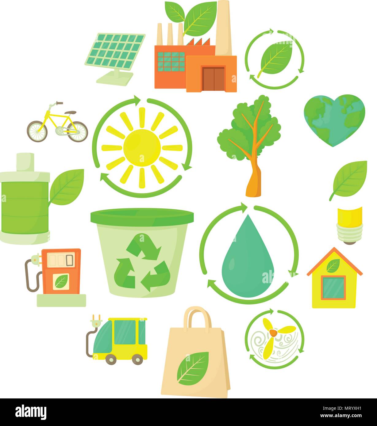 Ecology items icons set, cartoon style Stock Vector Image & Art - Alamy