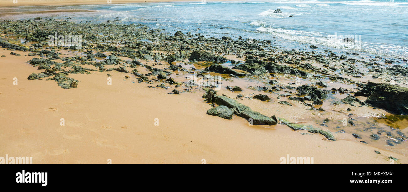 Gritty rocks by the shoreline with small salt water pools Stock Photo ...
