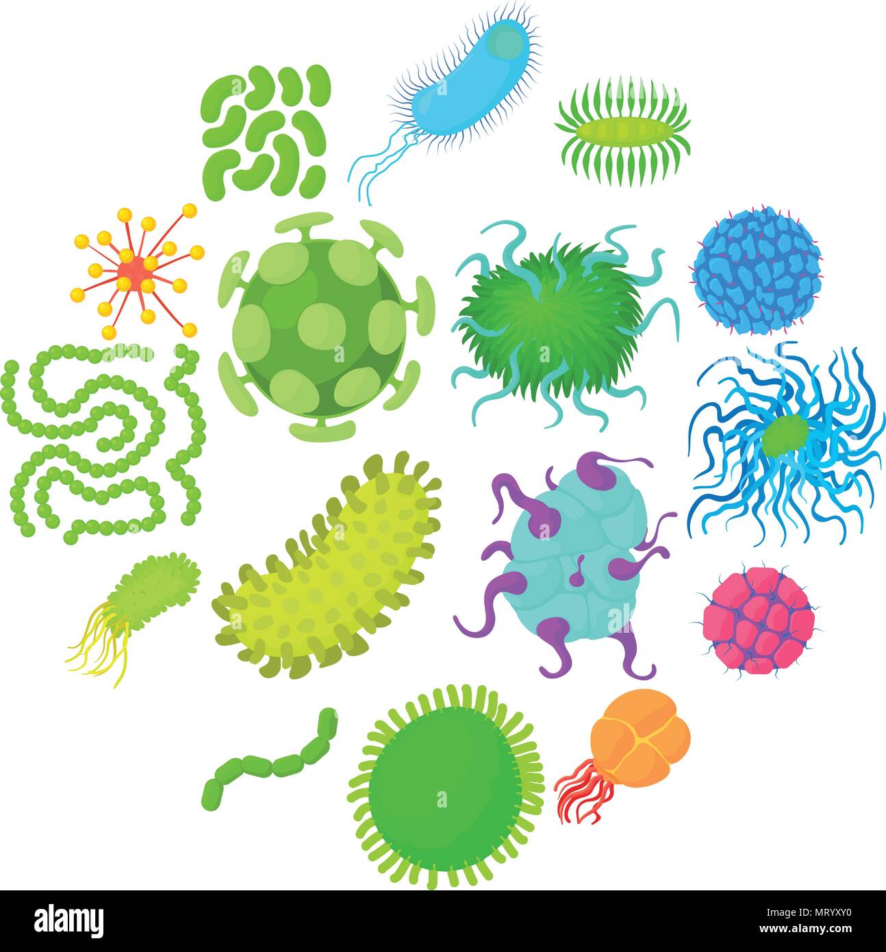 Virus bacteria forms icons set, cartoon style Stock Vector Image & Art ...