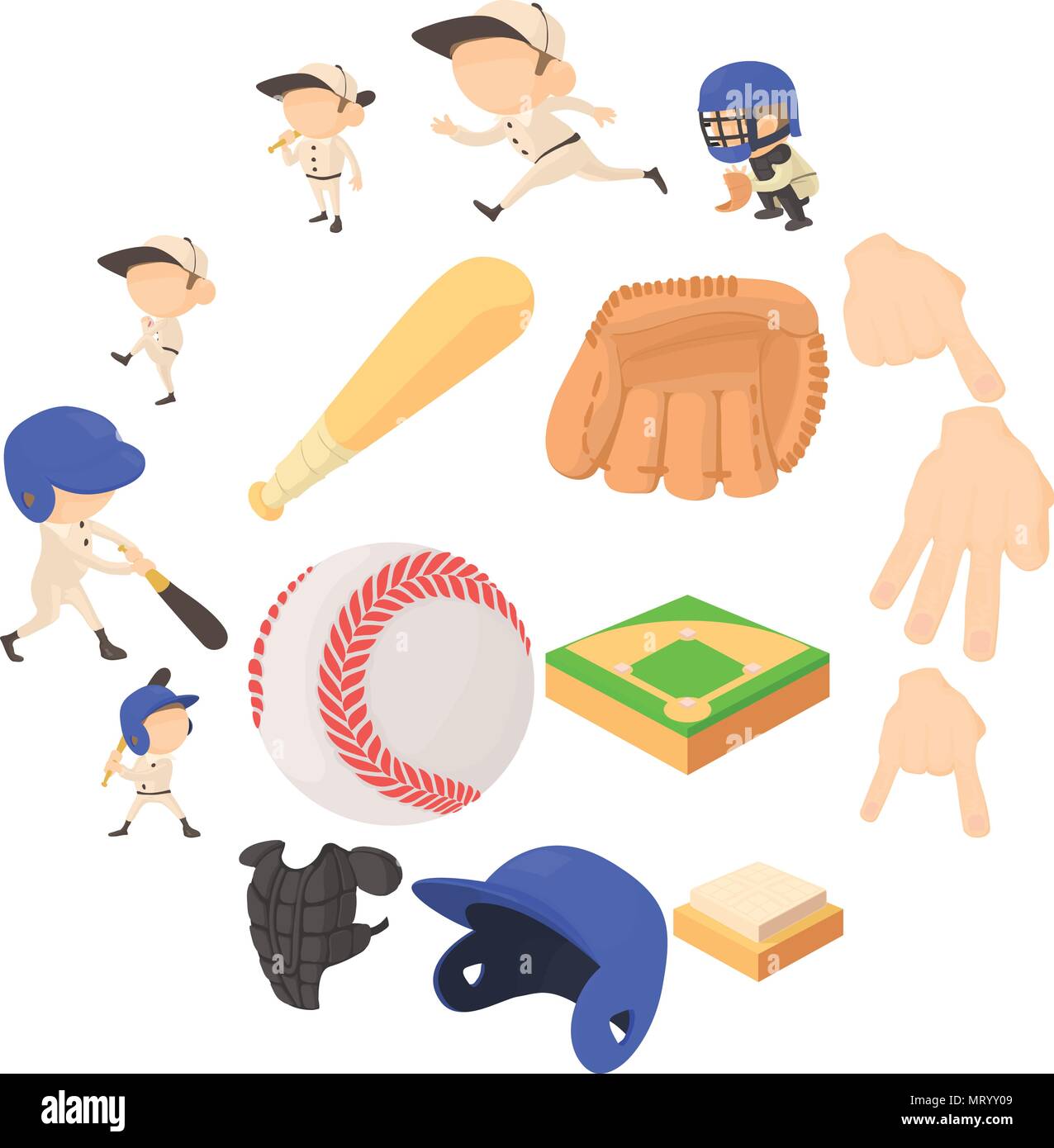 Baseball items icons set, cartoon style Stock Vector Image & Art - Alamy
