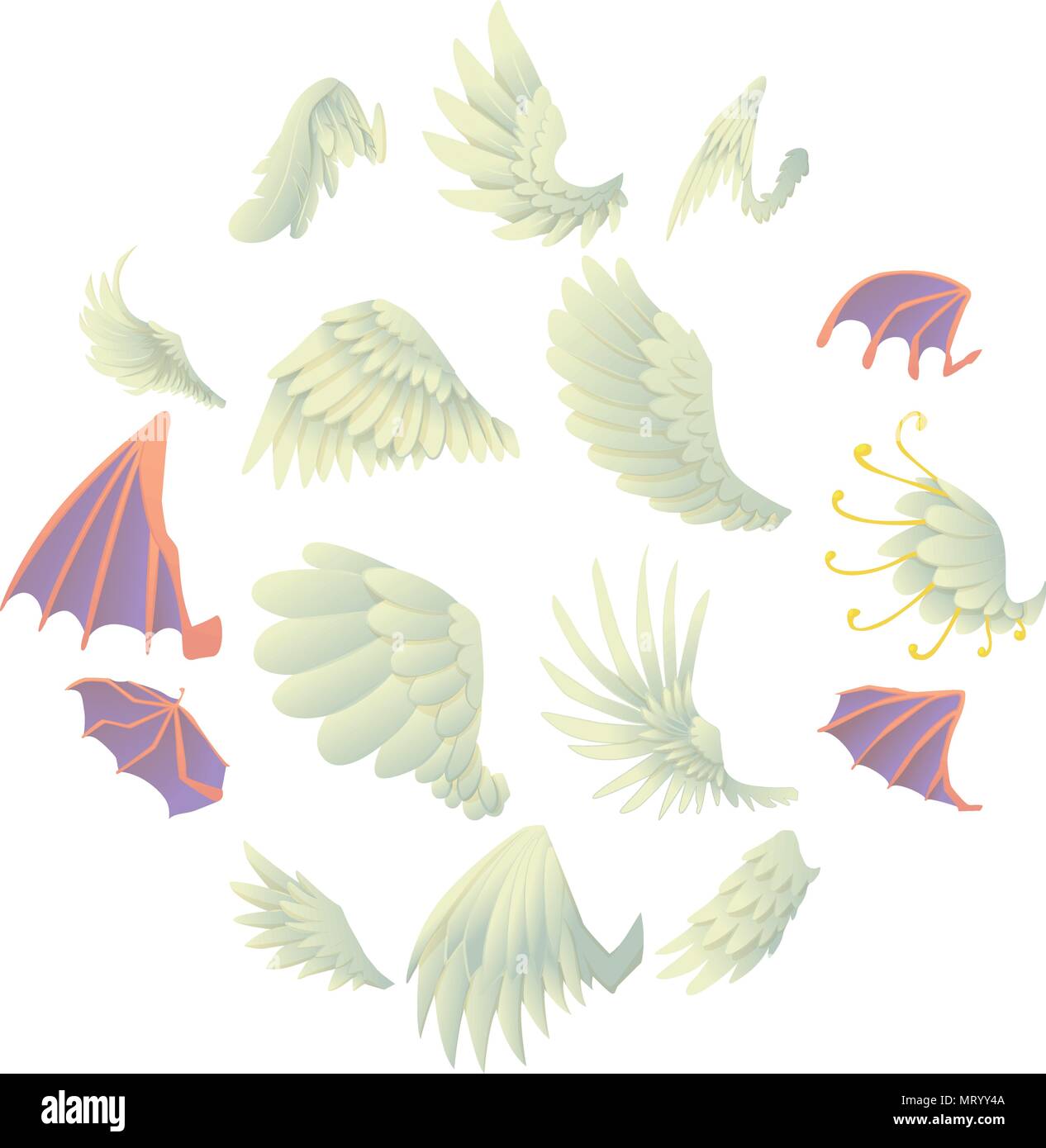 Different wings icons set, cartoon style Stock Vector Image & Art - Alamy