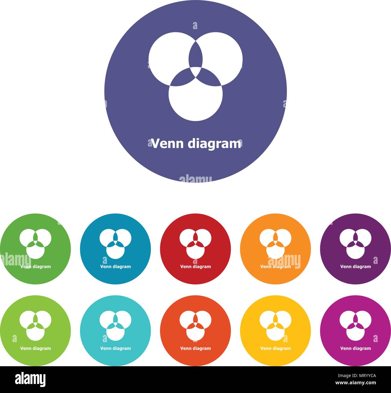 Round venn diagram icons set vector color Stock Vector Image & Art - Alamy