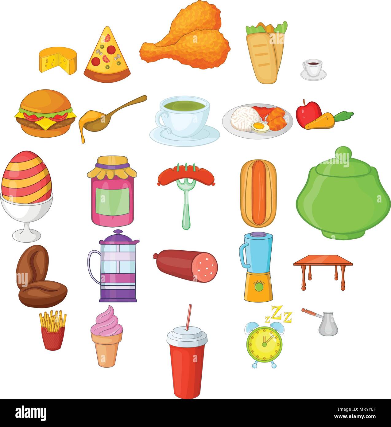 Meal icons set, cartoon style Stock Vector Image & Art - Alamy