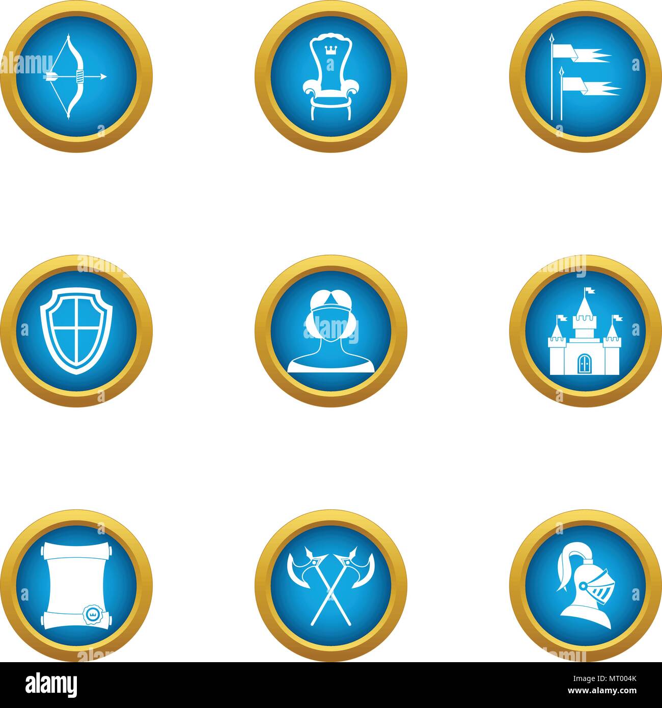 Medieval Kingdom Icons Set Flat Style Stock Vector Image And Art Alamy