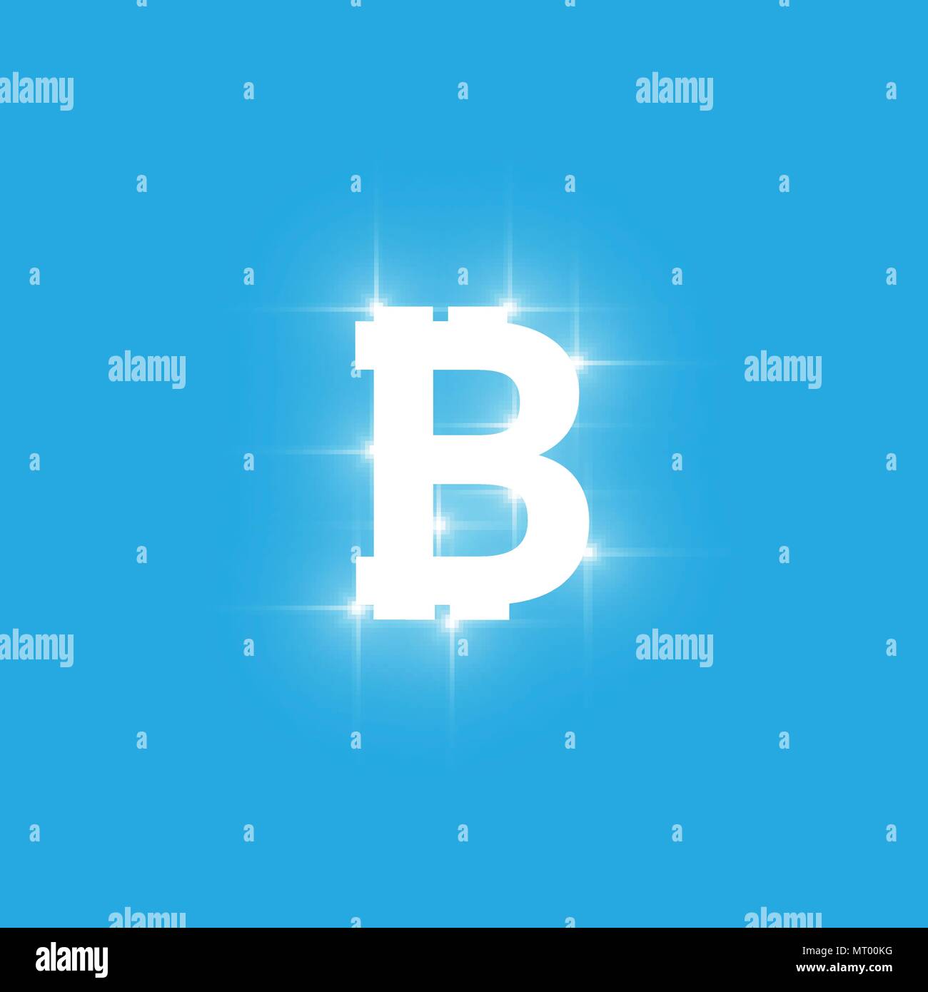 Digital bitcoins symbol with light effect on transparent backgraund ...