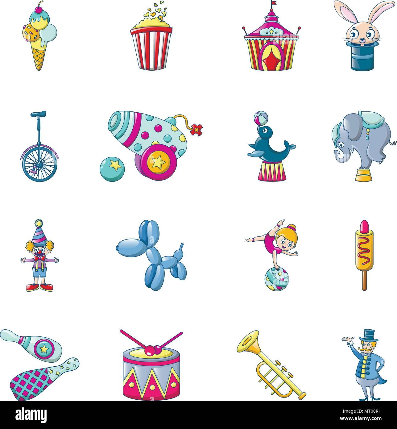 Circus fun show icons set, cartoon style Stock Vector Image & Art - Alamy