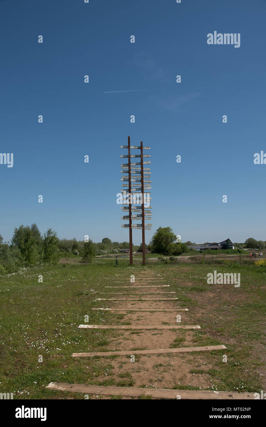 Changing Tracks railway line at Stanwick Lake Stock Photo - Alamy