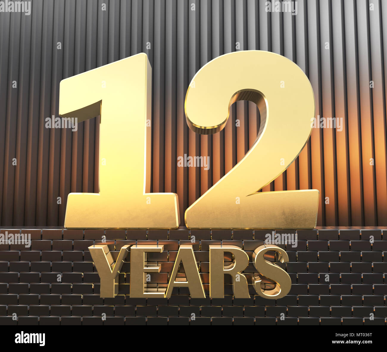 Golden number twelve number 12 and the word years against the ...