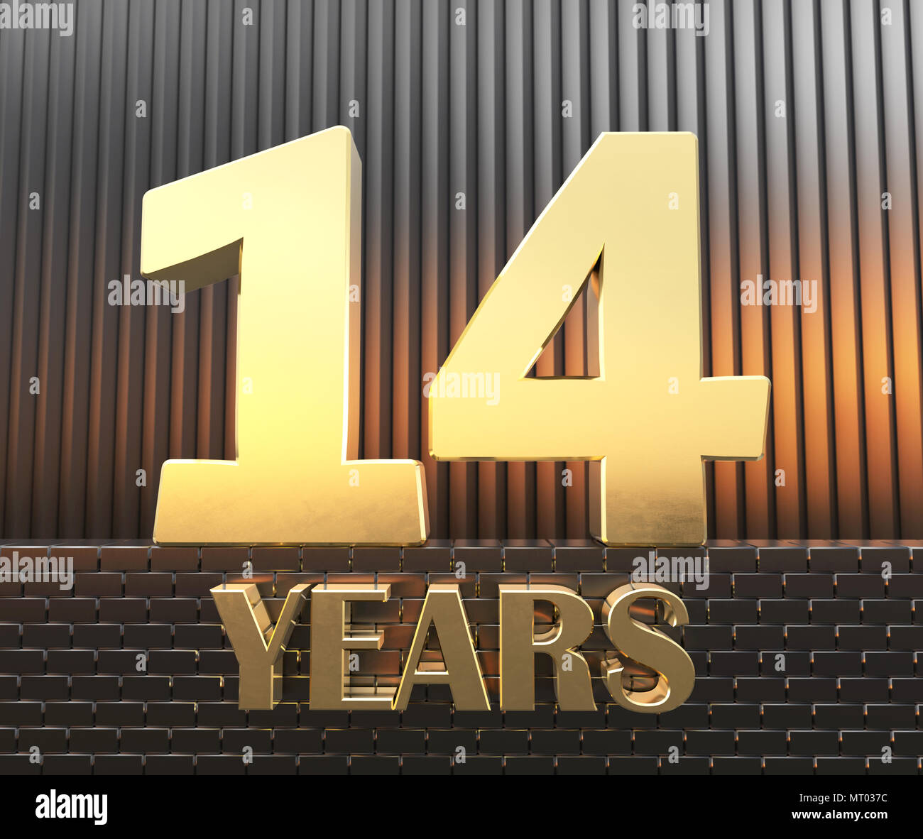 Golden number fourteen number 14 and the word years against the ...