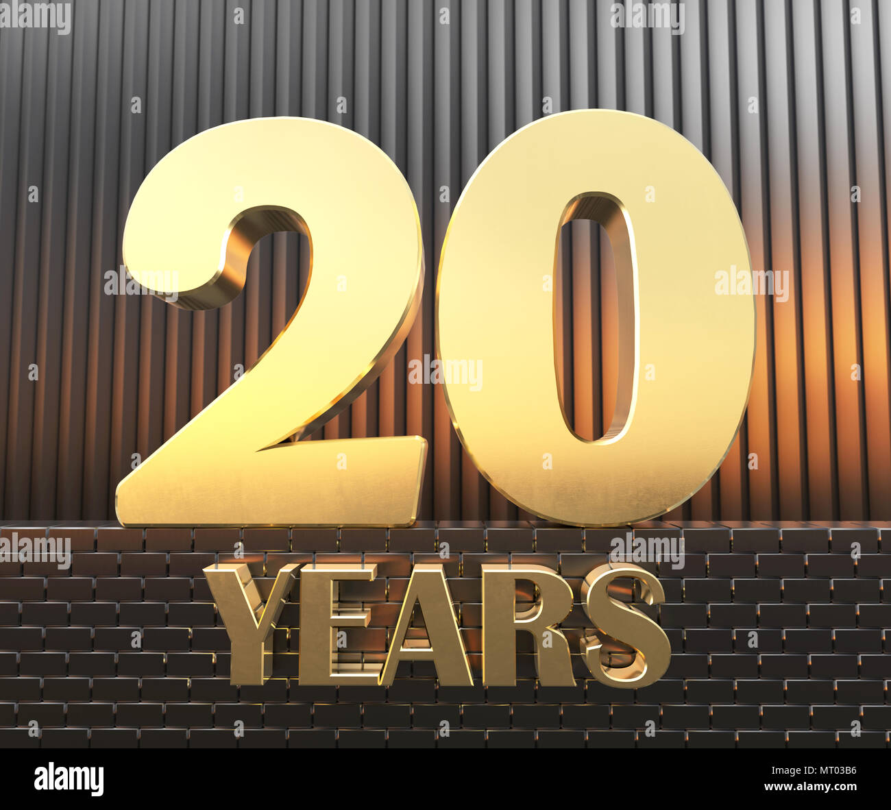 Golden number twenty number 20 and the word years against the ...