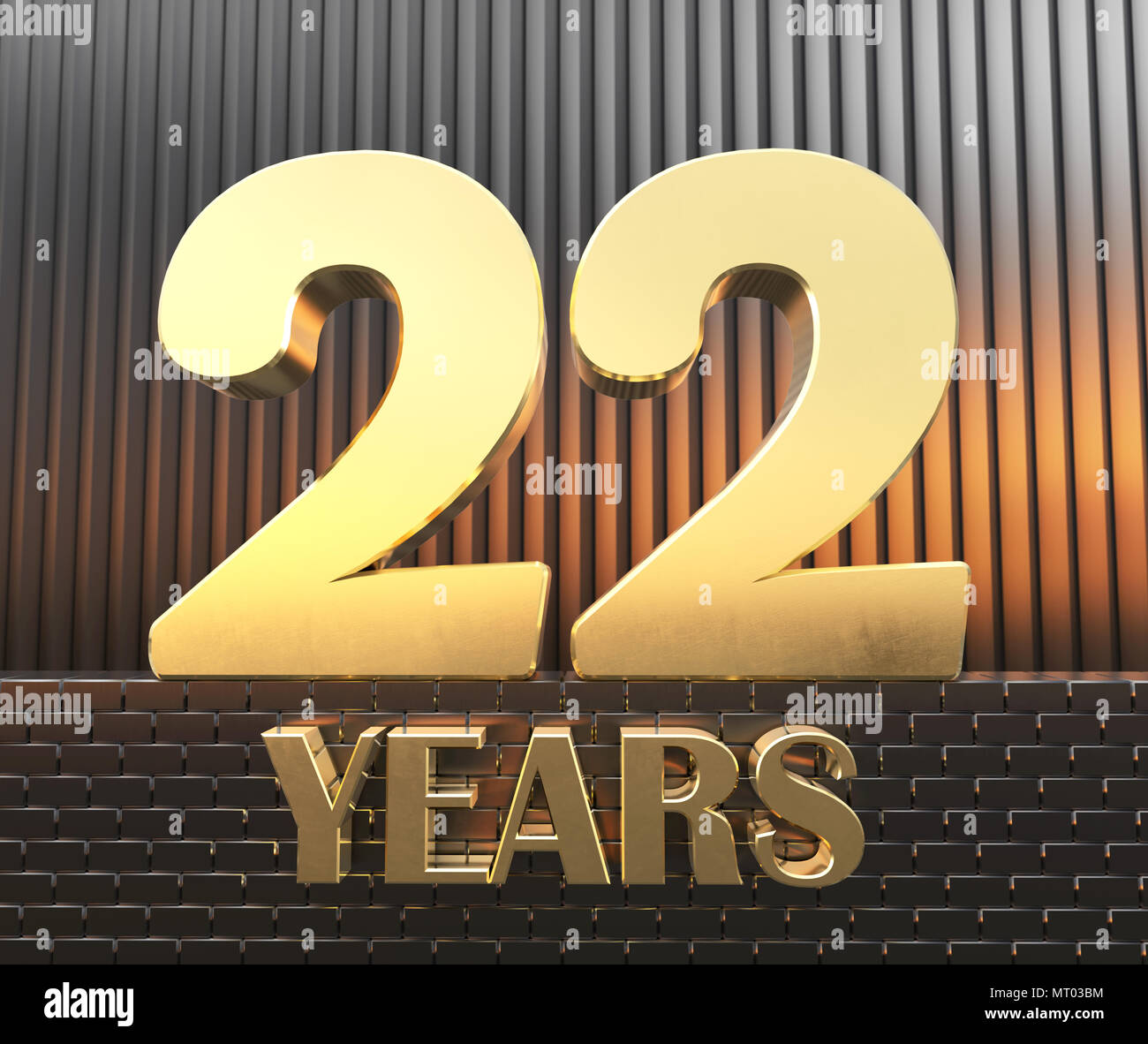 Golden number twenty two number 22 and the word years against the ...