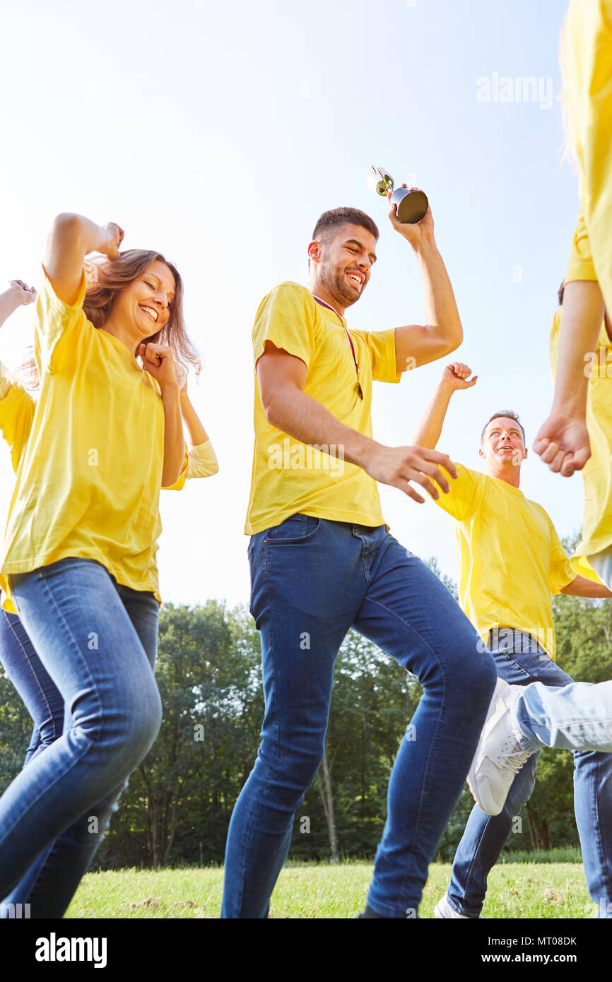Successful winning team celebrates and looks forward to the ...