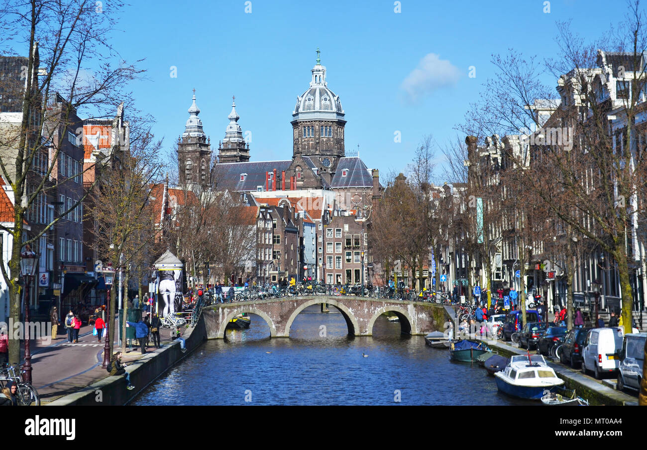 landscape of Amsterdam city - canals and houses Holland Stock Photo - Alamy