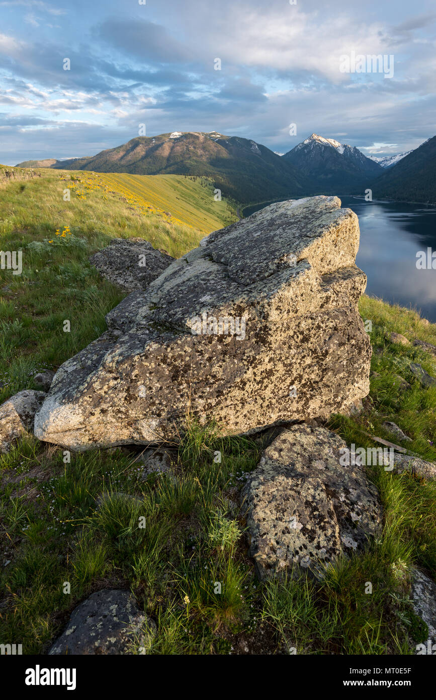 Boulders on the Wallowa Lake moraine in Northeast Oregon.s Stock Photo ...