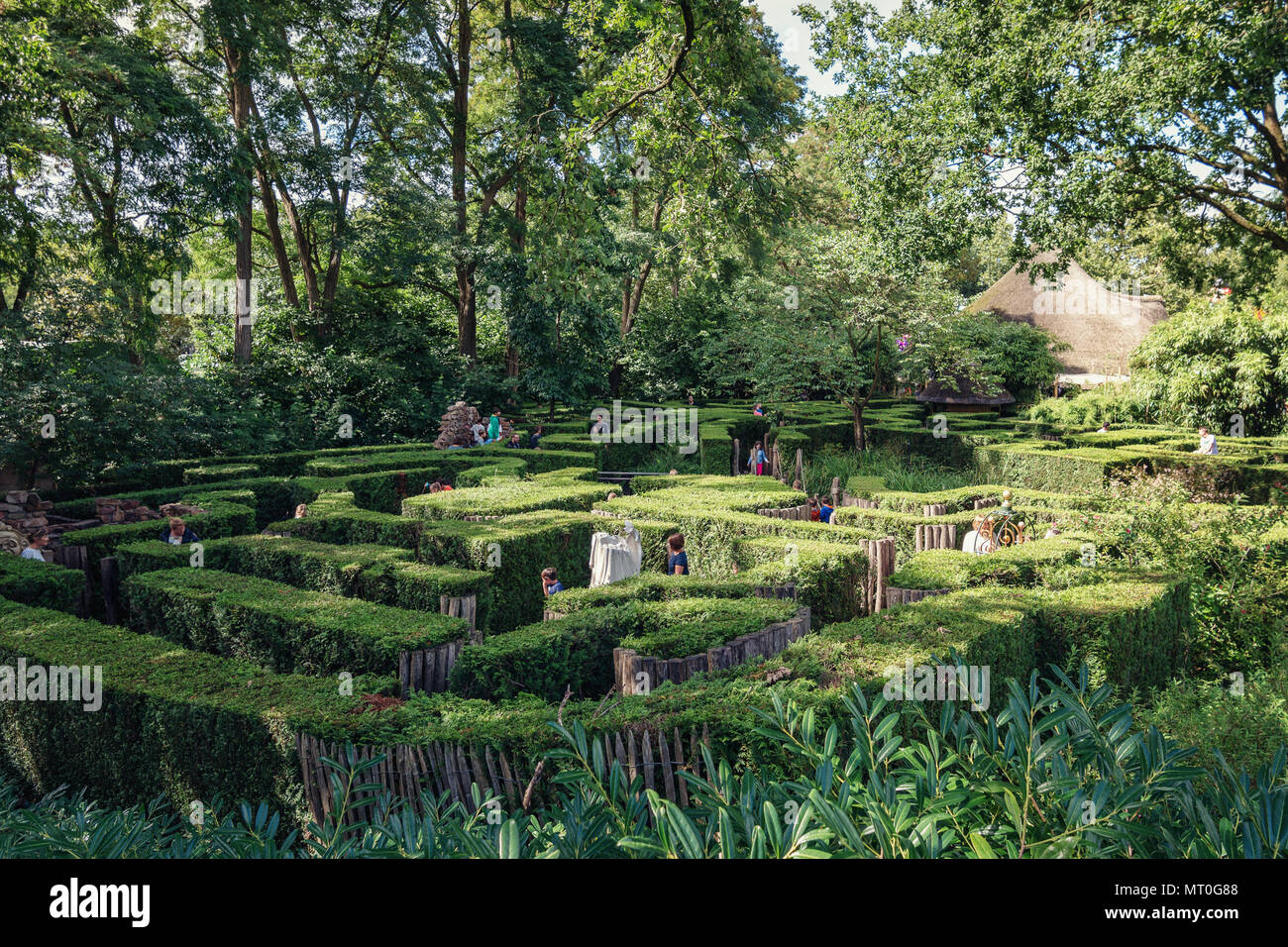 Kaatsheuvel, Netherlands, August 19 , 2017: The maze in the amusement ...