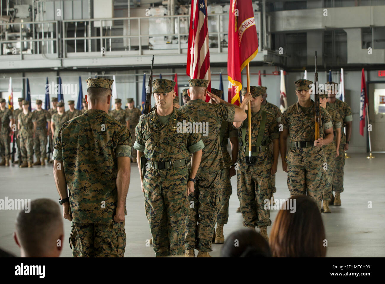 U.S. Marines with Marine Corps Air Facility Quantico (MCAF) render ...
