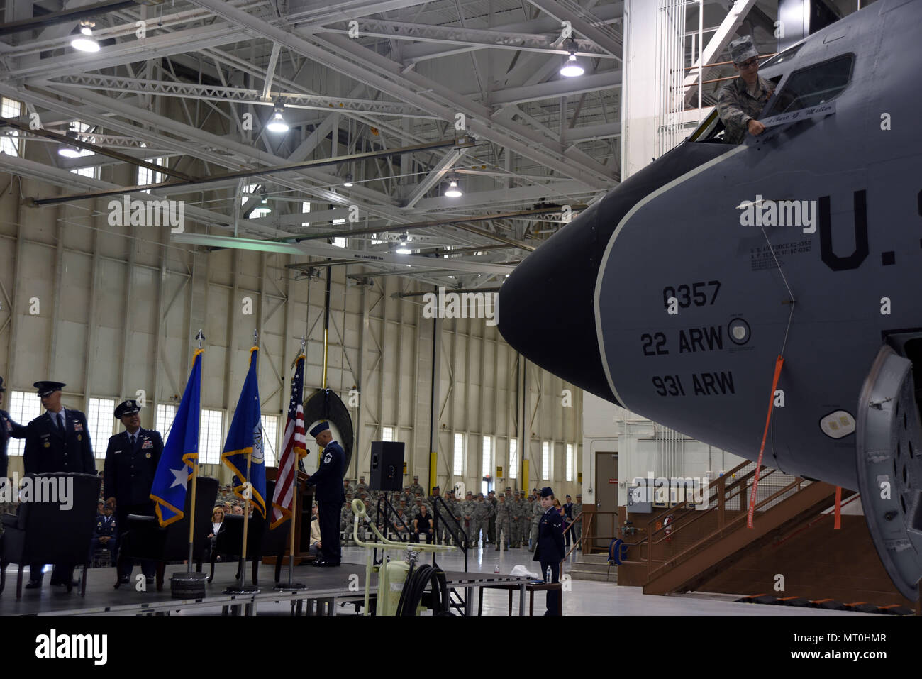 Col. Joshua Olson, 22nd Air Refueling Wing commander and Lt. Gen ...