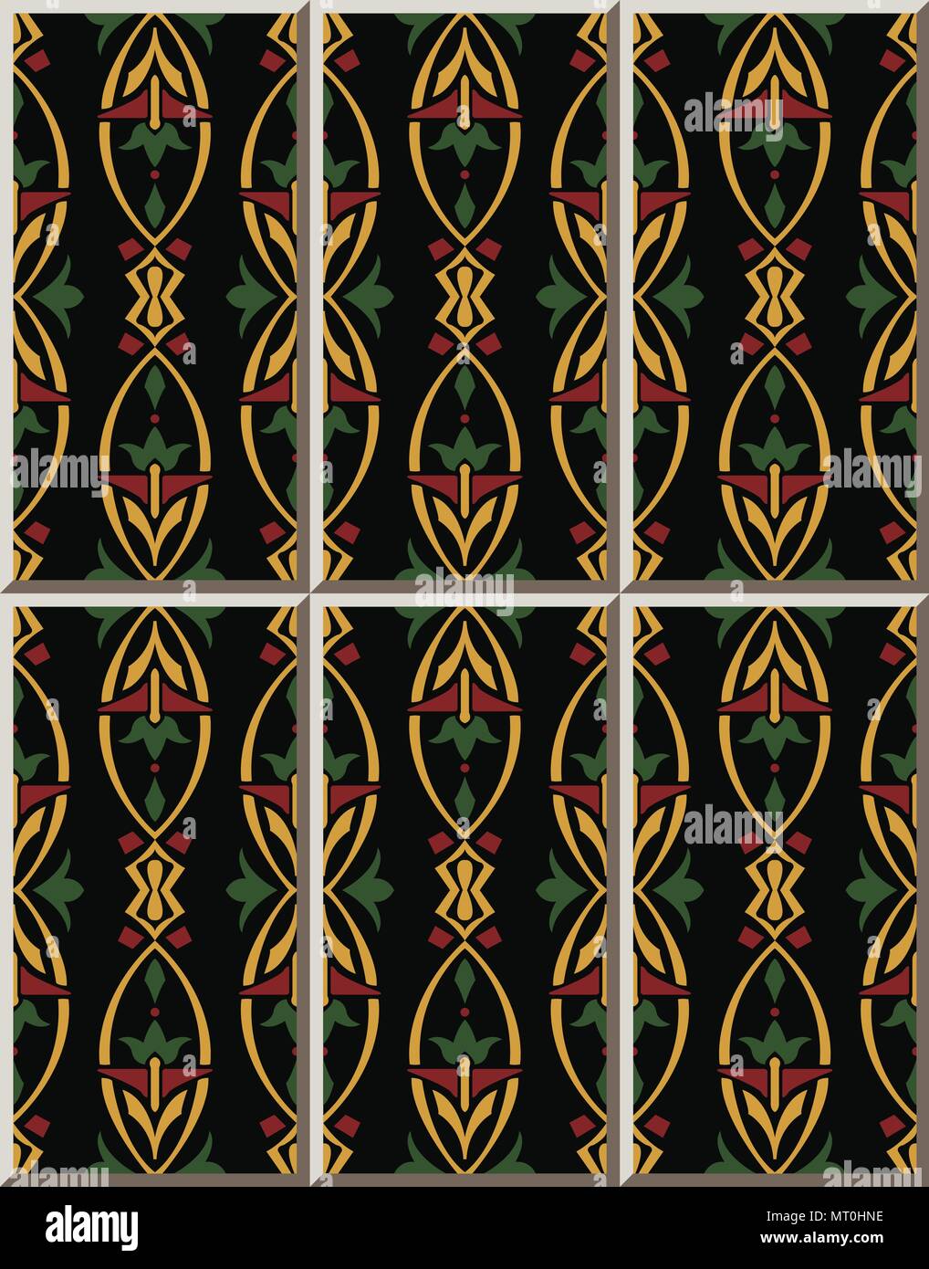 Ceramic tile pattern gold oval curve cross frame flower, oriental ...