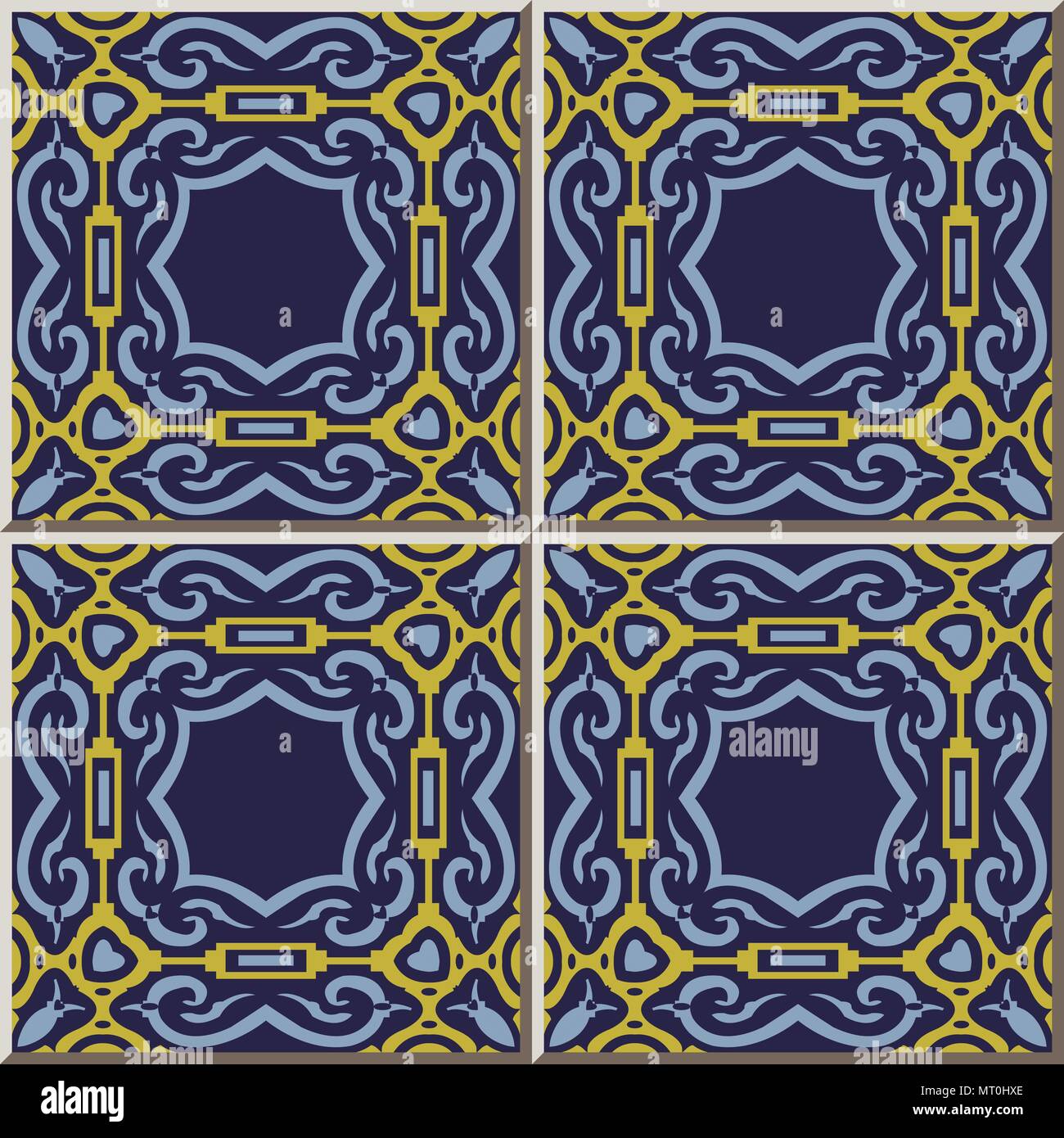 Ceramic tile pattern polygon spiral curve square cross frame, oriental ...