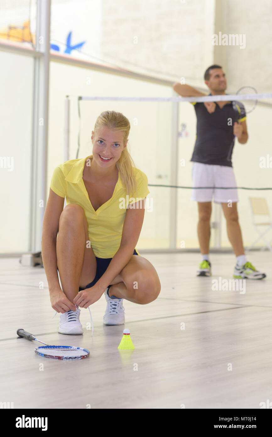 woman playing badminton Stock Photo - Alamy