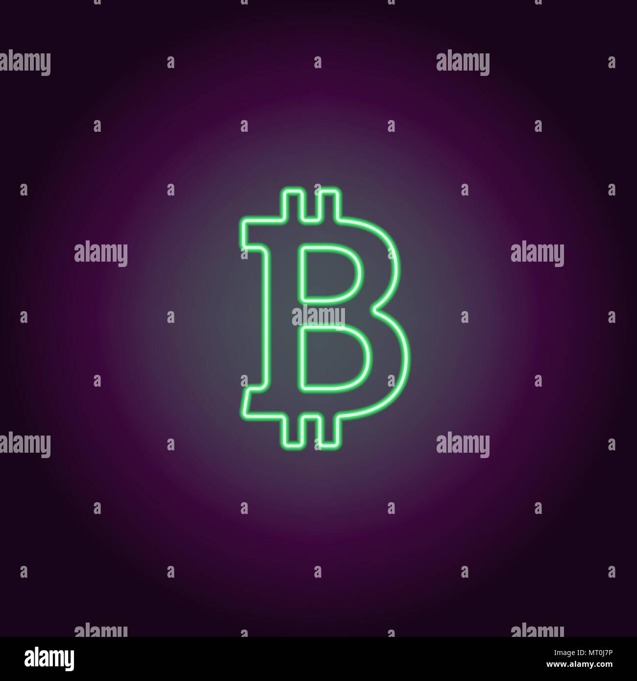 Neon icon of green Bitcoin. Vector illustration of green Neon Bitcoin ...