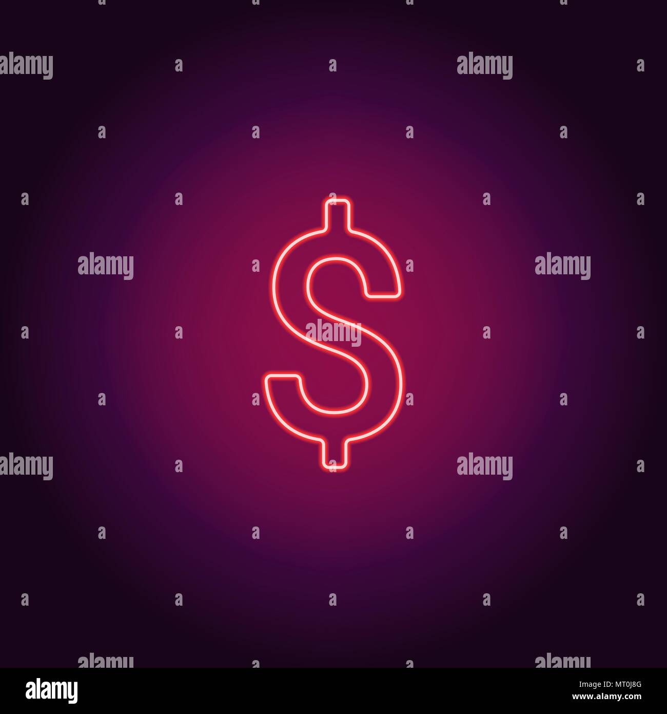 Neon icon of red Dollar. Vector illustration of red Neon Dollar ...