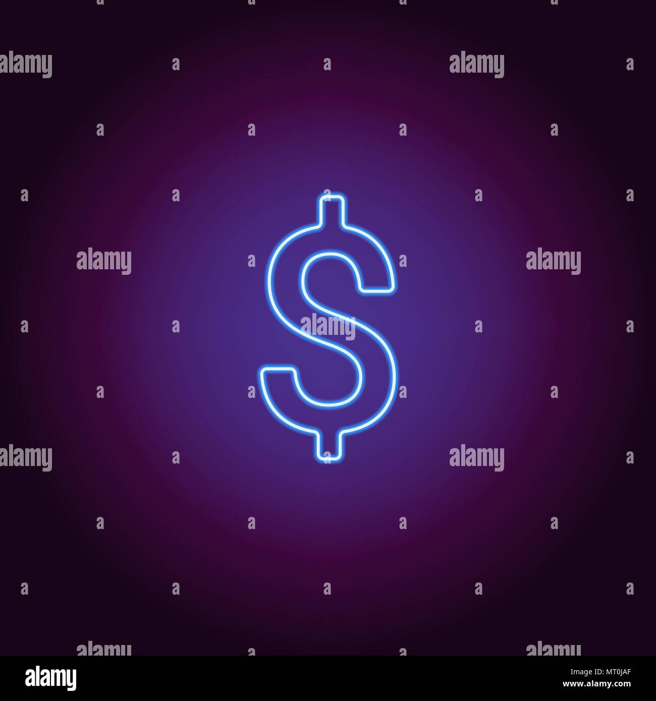 Neon icon of blue Dollar. Vector illustration of blue Neon Dollar ...