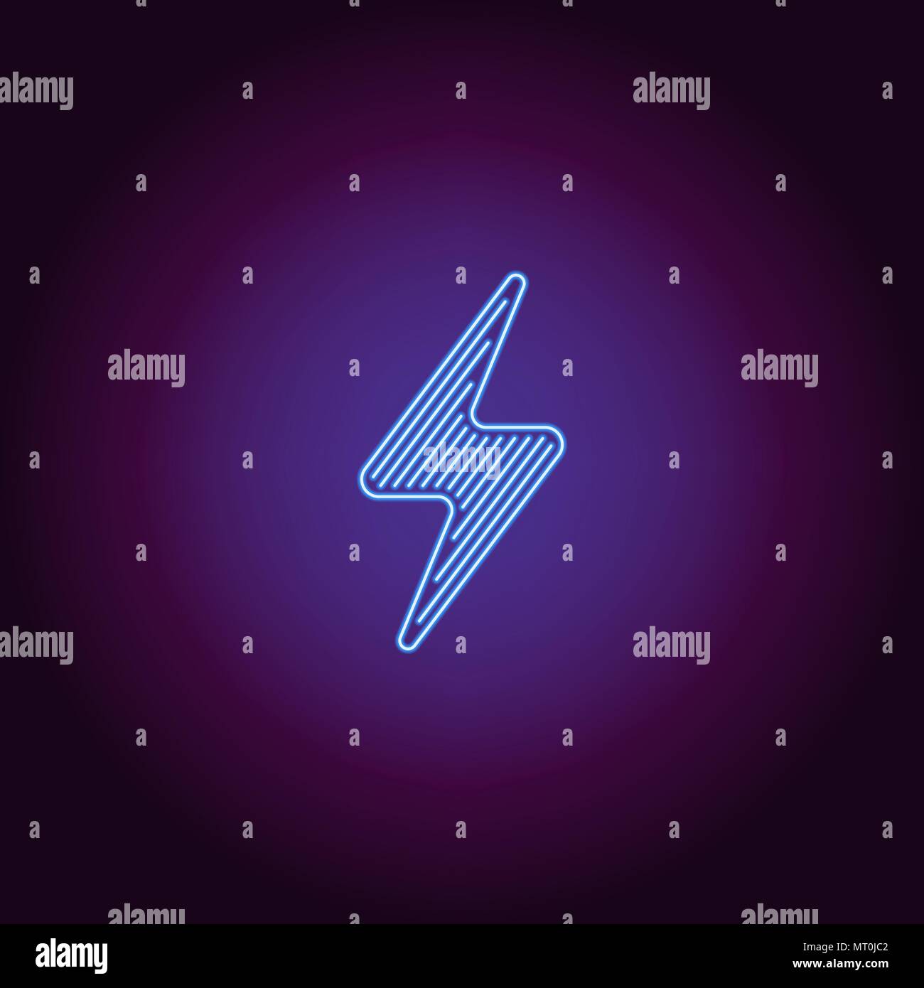 Neon icon of blue Electric Energy. Vector illustration of blue Neon ...