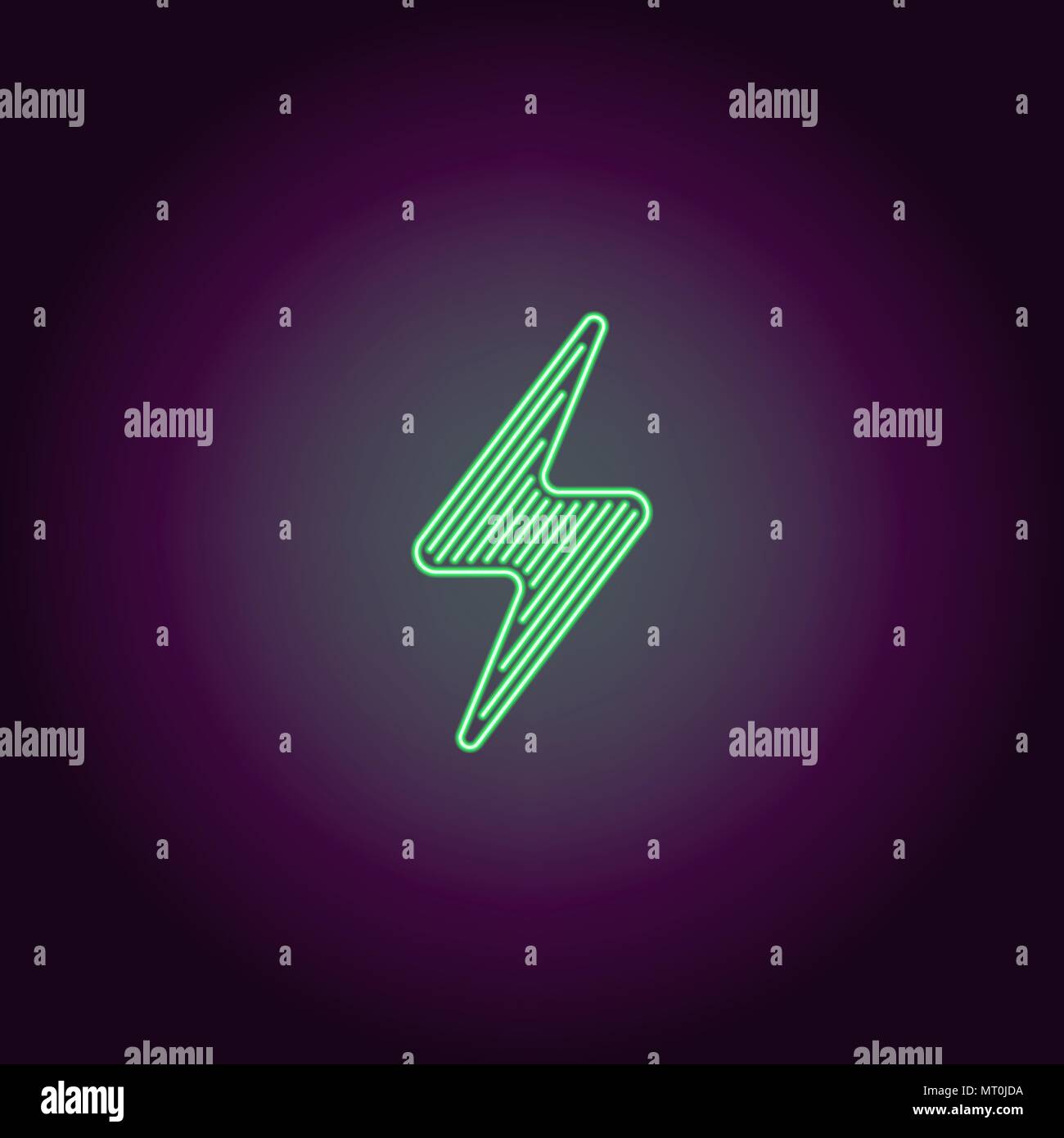 Neon icon of green Electric Energy. Vector illustration of green Neon ...