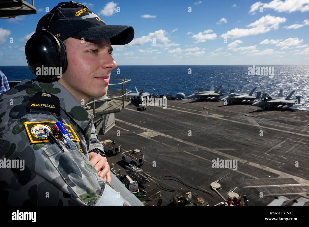 Royal Australian Navy Midshipman Matthew Jackson looks out over the ...