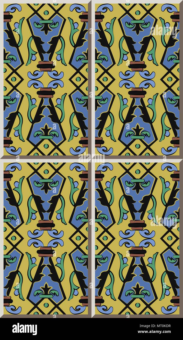 Ceramic tile pattern polygon check geometry cross frame curve plant ...