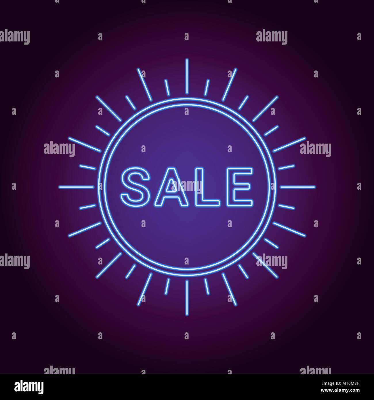 Neon banner of blue Sale badge. Vector illustration of blue Neon Sale ...