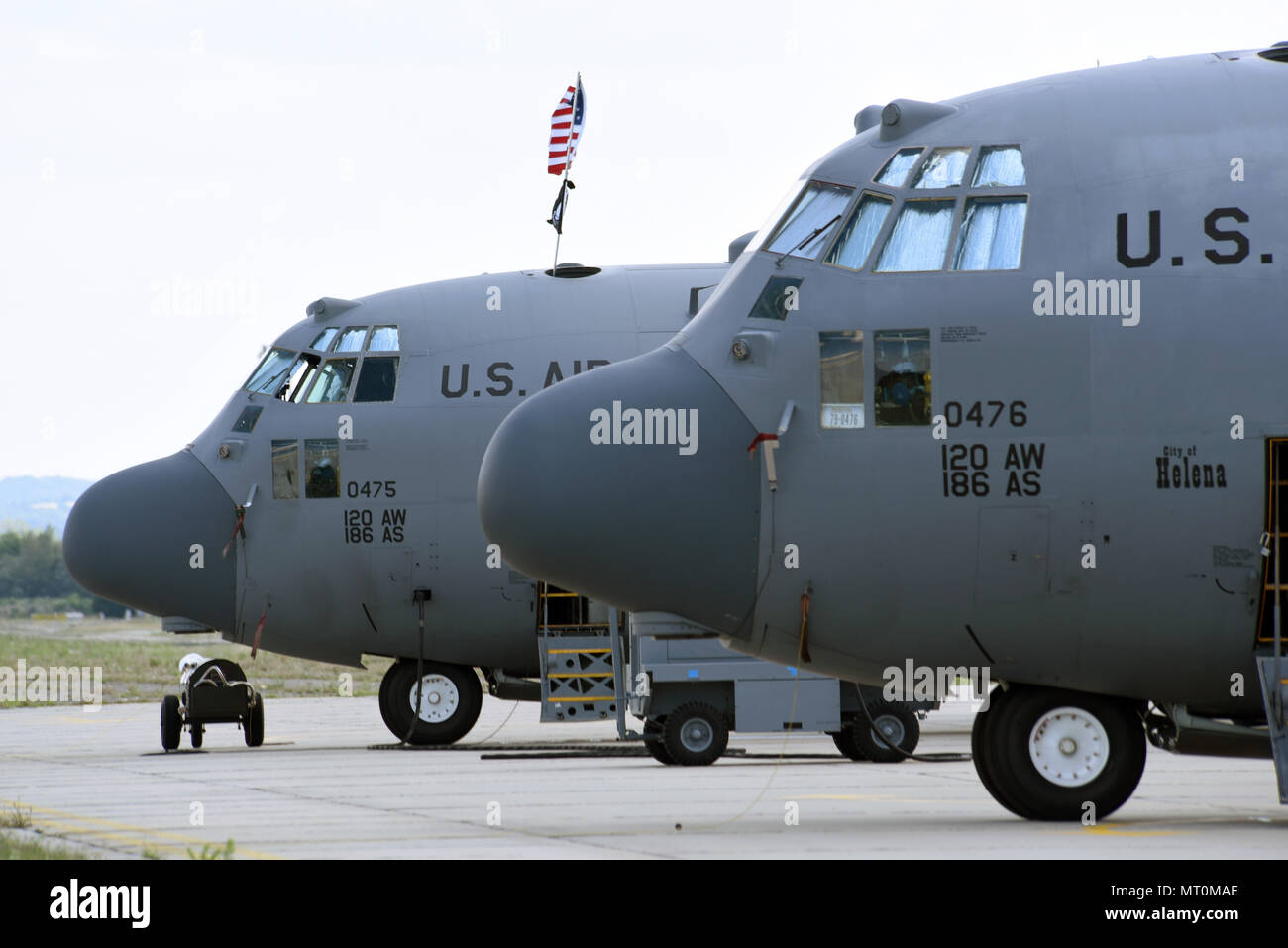 Two C-130 Hercules aircraft from the 120th Airlift Wing, Montana Air ...