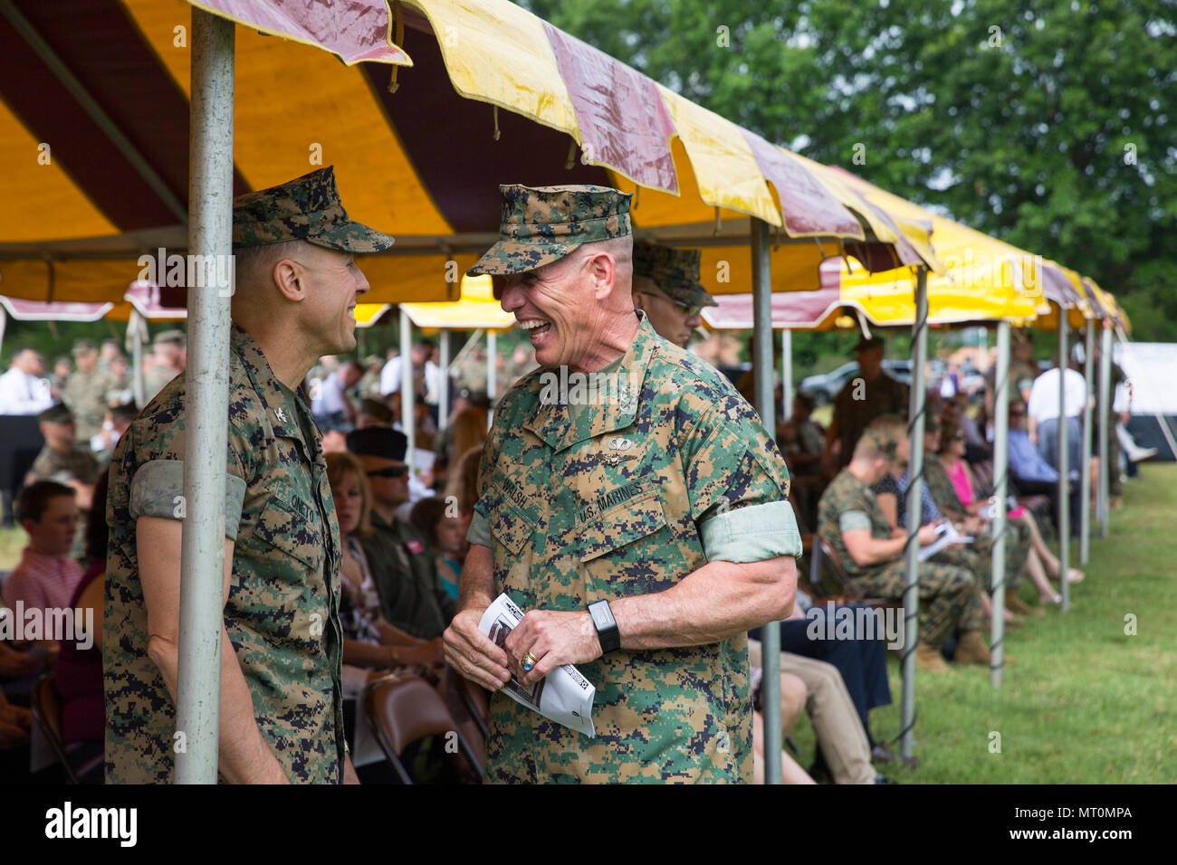 U.S. Marine Corps Col. Todd J. Oneto, left, outgoing commanding officer ...