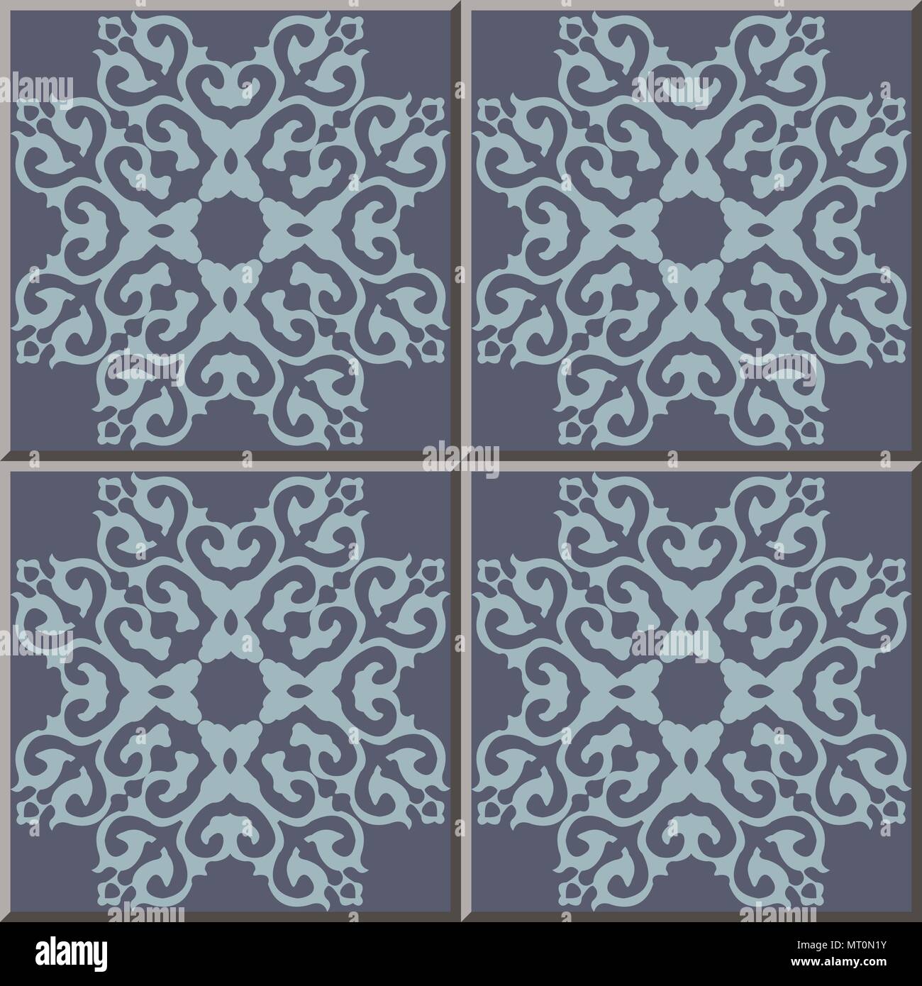 Ceramic tile pattern square curve cross retro crest frame, oriental ...