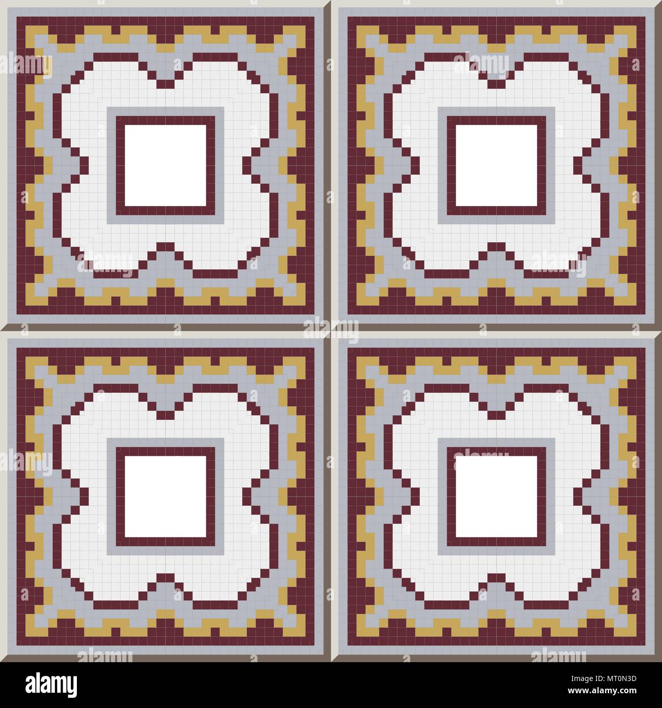 Ceramic tile pattern mosaic pixel geometry square cross polygon frame ...