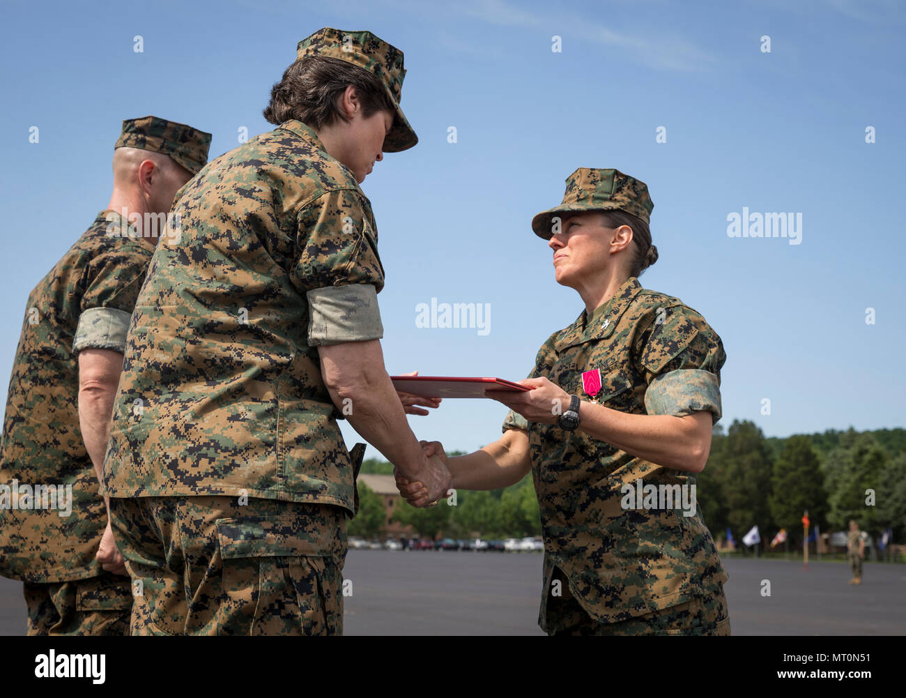 U.S. Marine Corps Col. Julie L. Nethercot, outgoing commanding officer ...