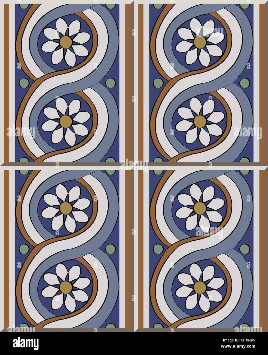 Ceramic tile pattern round curve cross spiral frame botanic garden ...