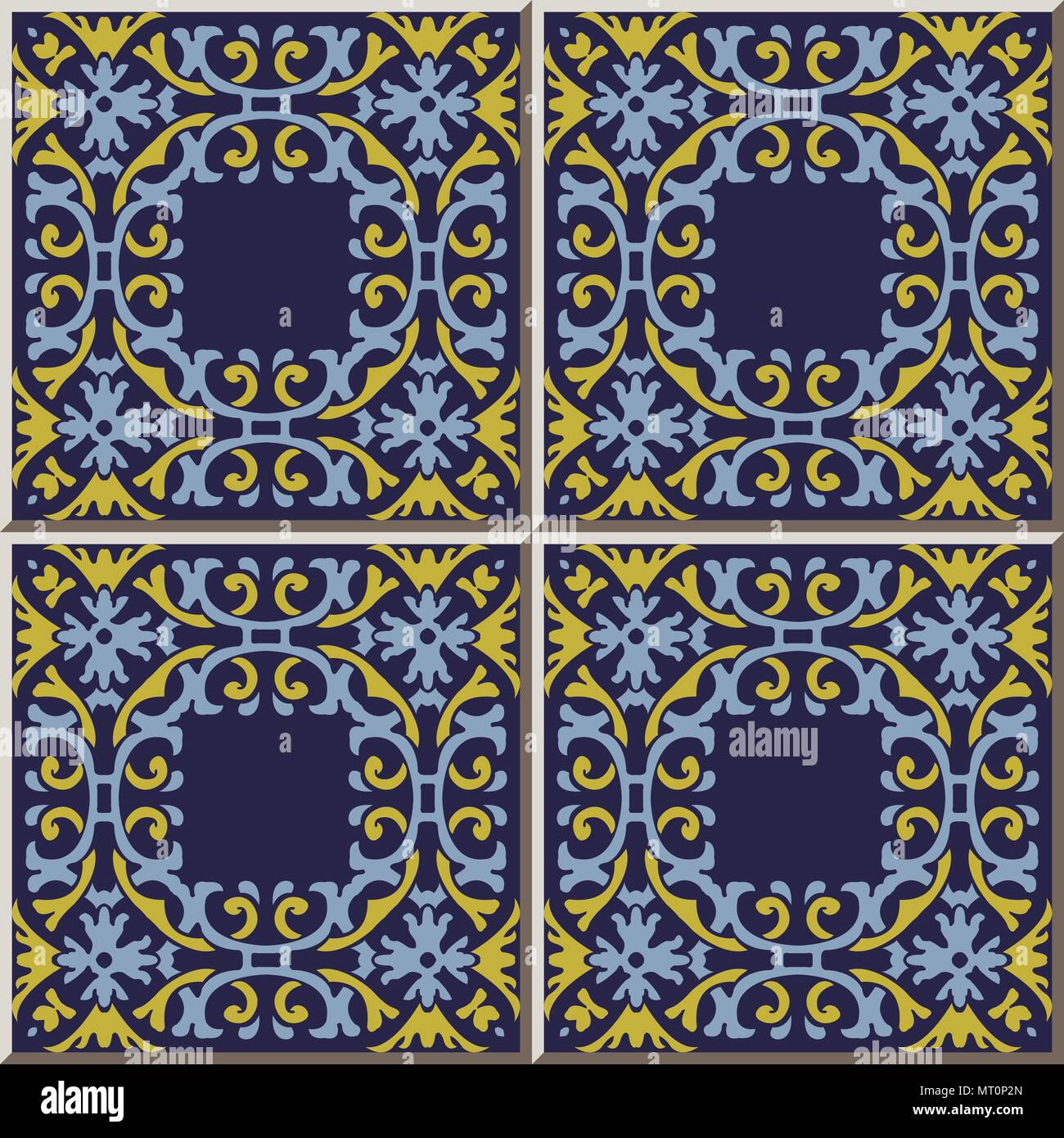 Ceramic tile pattern spiral curve square cross frame chain flower crest ...