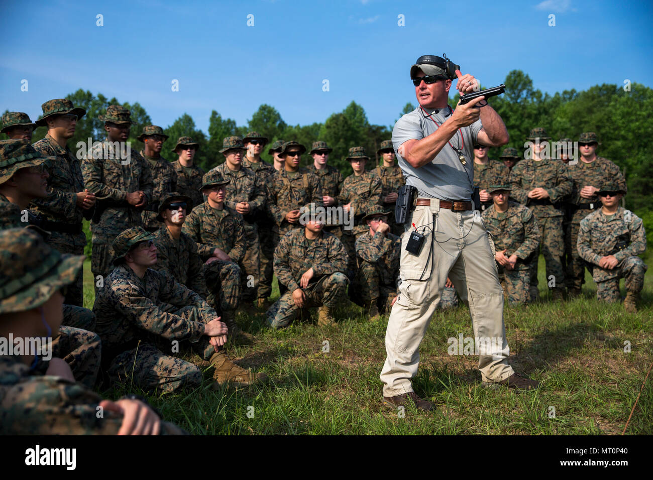 An instructor with Marine Corps Embassy Security Group (MCESG) gives a ...