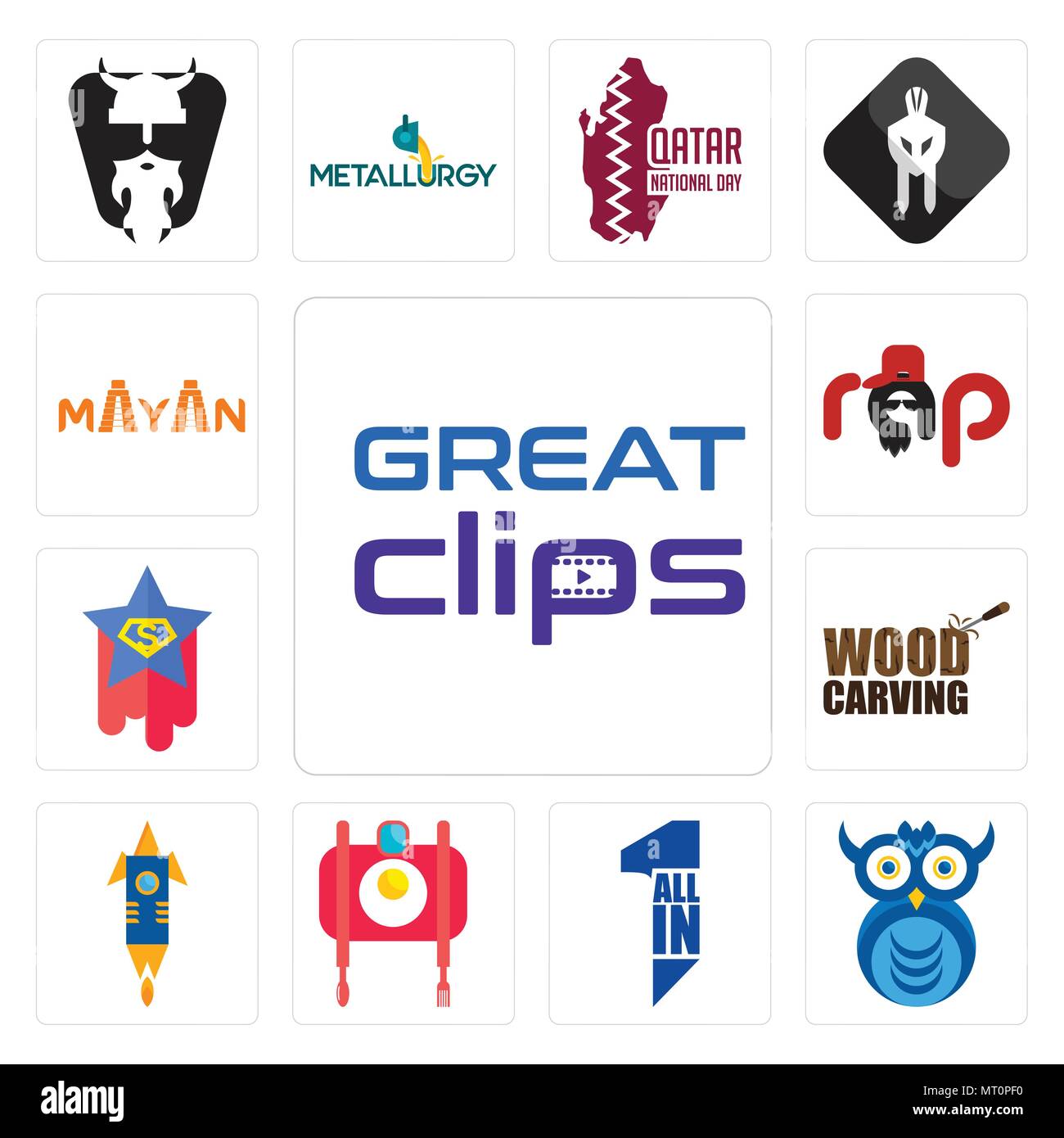 Set Of 13 simple editable icons such as great clips, owl company, all ...