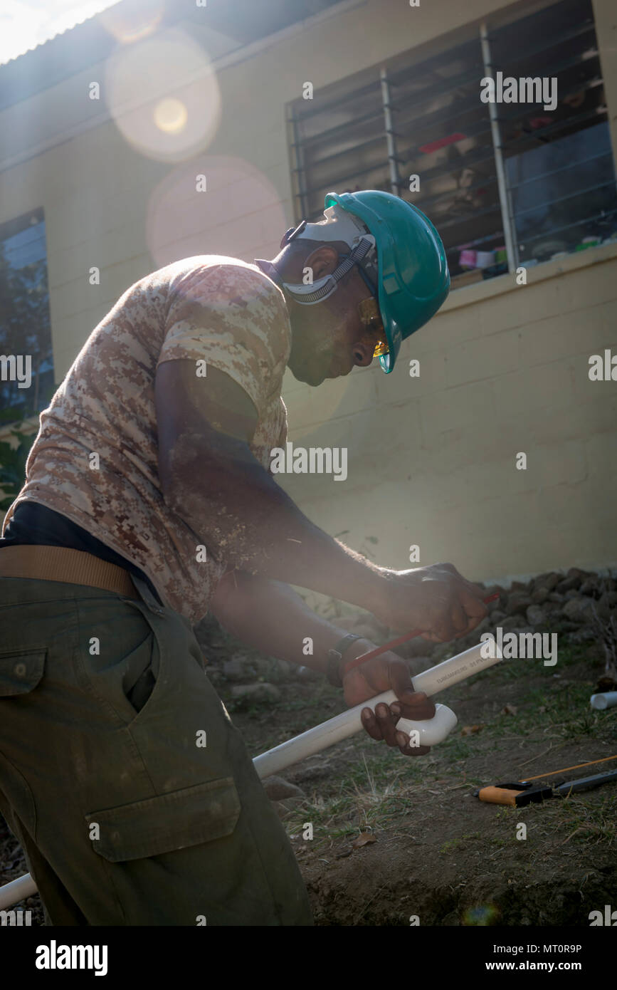 Republic of Fiji Military Forces (RFMF) Sapper Saula Colawau, a plumber ...