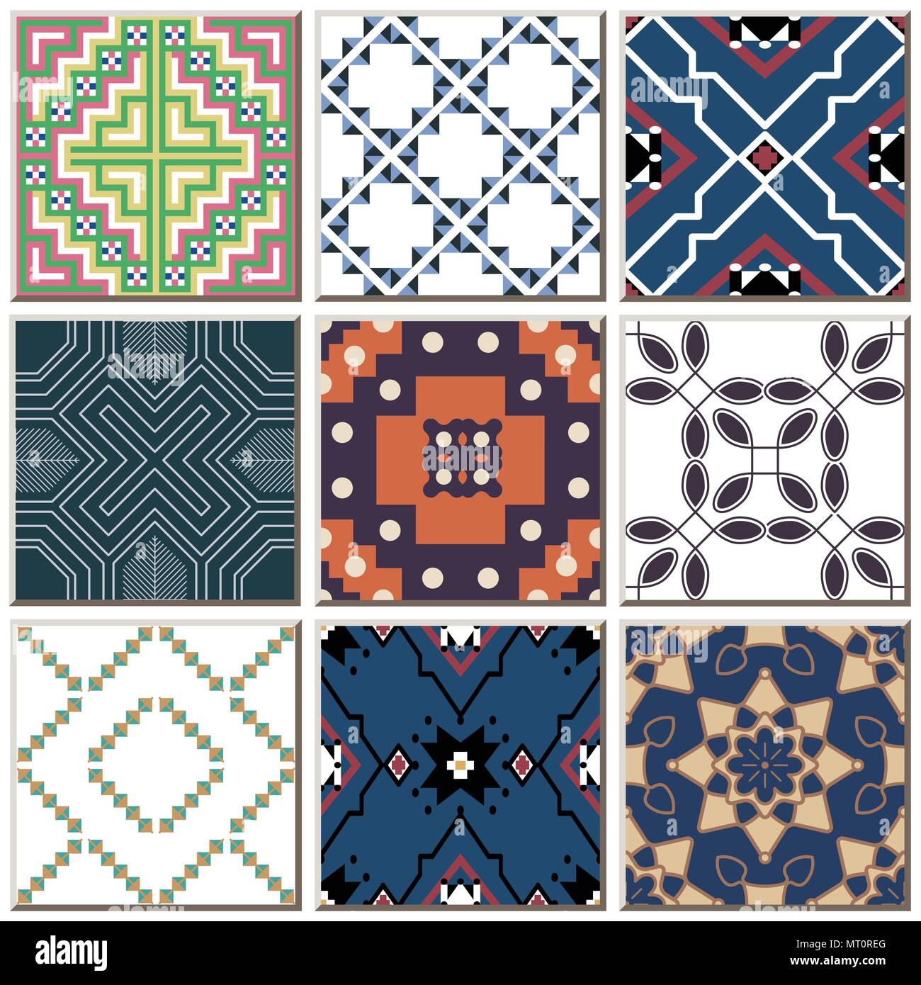 Oriental antique retro ceramic tile pattern combo collection set ...