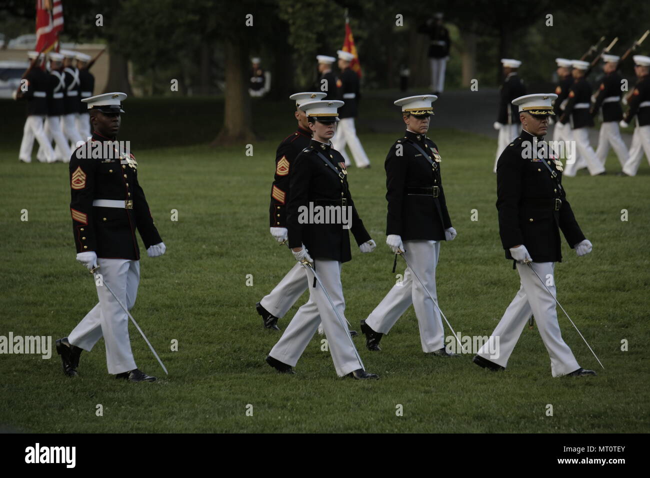 Marines with Marine Barracks Washington perform during a sunset parade ...