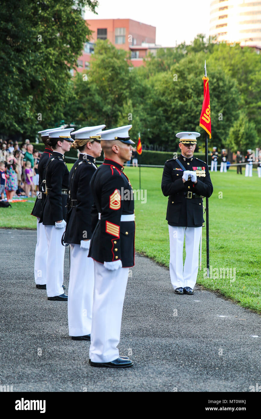 Major Matthew Peterson, parade commander, Marine Barracks Washington D ...