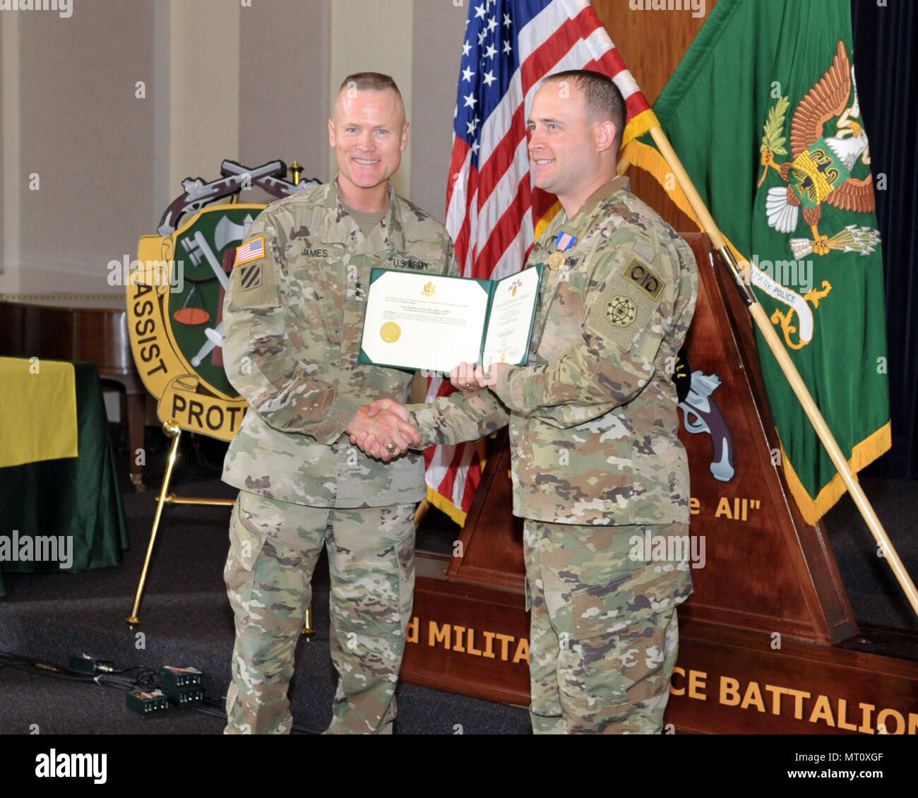 Major General Thomas S. James (left), commanding general of the 7th ...